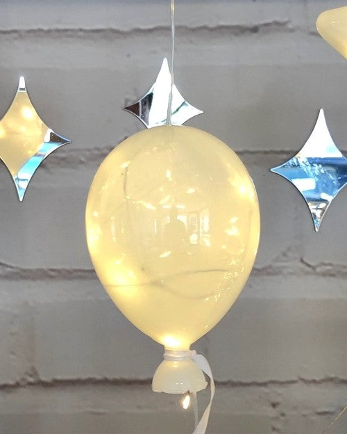 White Halo Glass Balloon Hanging Twinkle Light | Nursery Decor Lighting
