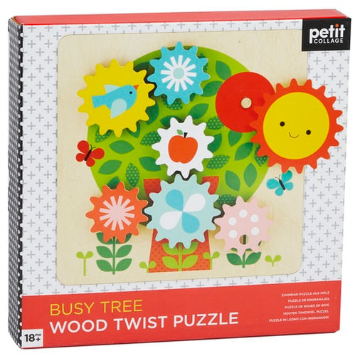 Petit Collage Busy Tree Wooden Twist Puzzle | Educational Baby Toys